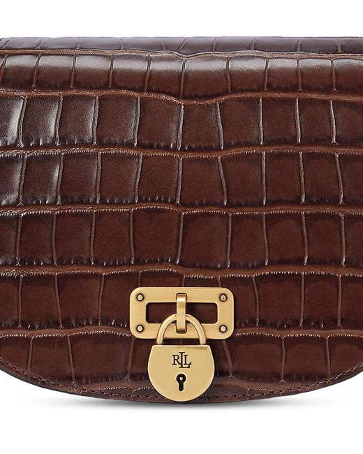 Ralph Lauren Tanner Small Embossed Leather Shoulder Bag in Brown | Lyst