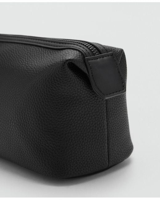 Mango Contrast-strap Pebbled Cosmetic Bag in Black for Men | Lyst