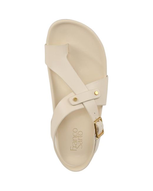 Franco Sarto Blair Toe Loop Round Toe Flat Sandals in White | Lyst