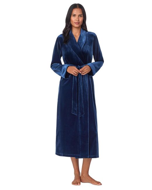 Ralph Lauren Velvet Shawl-collar Robe in Blue | Lyst