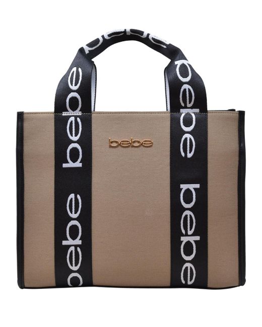 Bebe Hana Canvas Small Satchel Bag in Black | Lyst