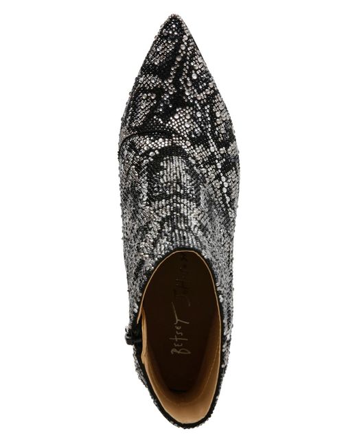 Betsey Johnson Kris Rhinestone Booties in Black | Lyst