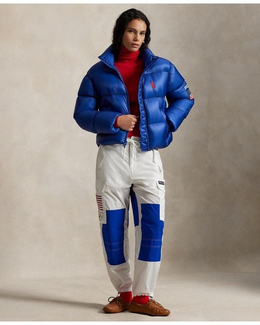 Polo Ralph Lauren Flag Mid-weight Down Puffer Jacket in Blue | Lyst