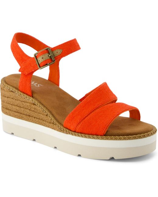 TOMS Darya Open Toe Wedge Sandals in Orange | Lyst