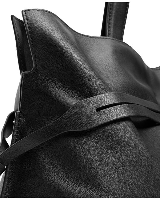 Sam Edelman Poppy Extra Large Leather Drawstring Tote in Black | Lyst