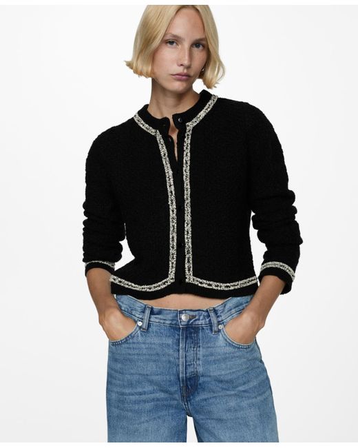 Mango Bicolor Tweed Jacket in Black | Lyst