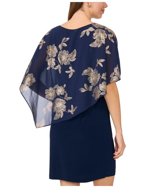 Msk Foil Cape Short Dress in Blue | Lyst