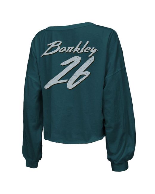 Majestic Saquon Barkley Midnight Philadelphia Eagles Super Bowl Lix Name Number Off-shoulder ...