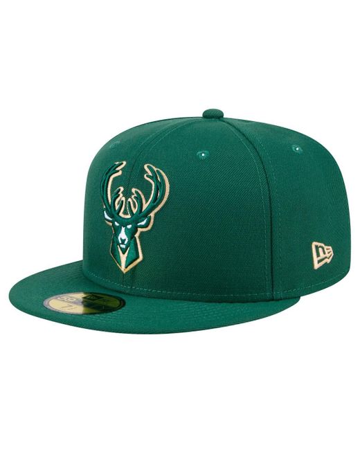 KTZ Milwaukee Bucks Throwback Pennant 59fifty Fitted Hat in Green for ...