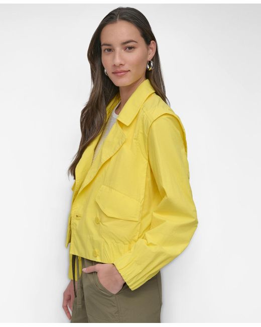 DKNY Cropped Trench Jacket in Yellow | Lyst