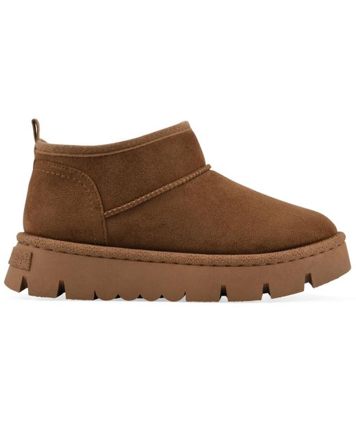 White Mountain Toree Faux Fur Booties in Brown | Lyst