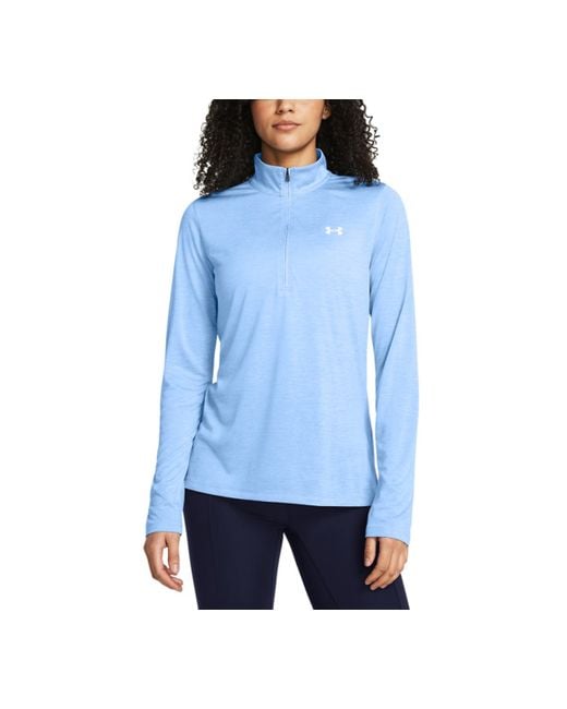 Under Armour Twist Tech Quarter-zip Logo Top in Blue | Lyst