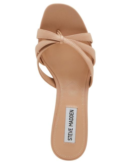 Steve Madden Cary Strappy Kitten-heel Mule Sandals in Natural | Lyst