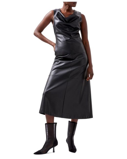 French Connection Elettra Faux-leather Dress in Black | Lyst