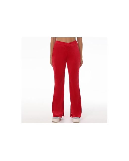 Juicy Couture Velour Flare Pant in Red | Lyst