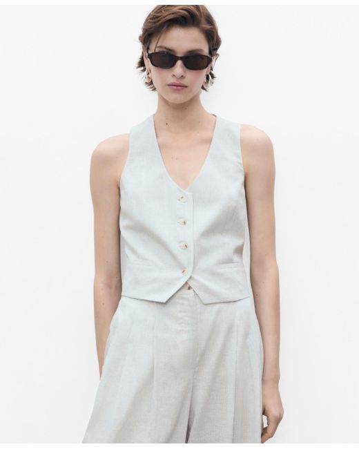 Mango Linen-blend Suit Vest in White | Lyst