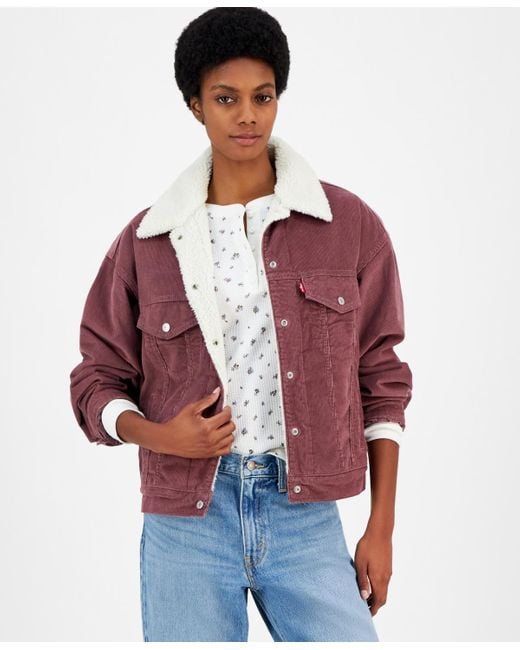 Levi's Corduroy 90s Sherpa Trucker Jacket in Red | Lyst