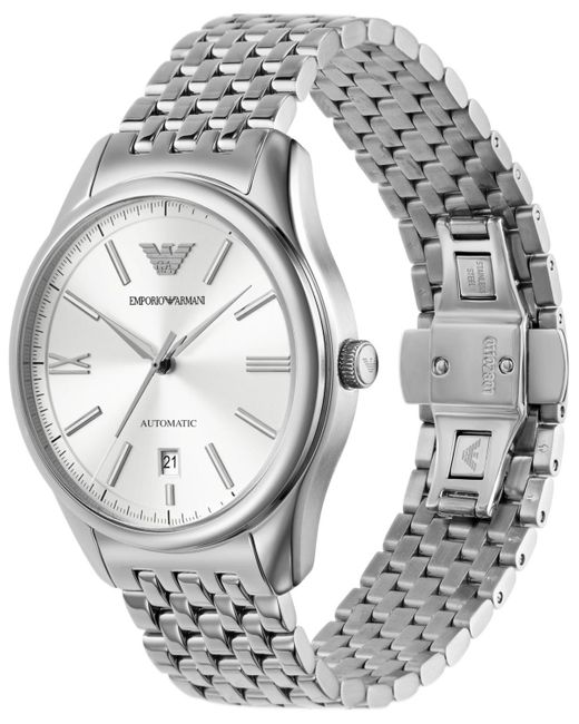 Emporio Armani Automatic Stainless Steel Bracelet Watch 41mm in Gray ...