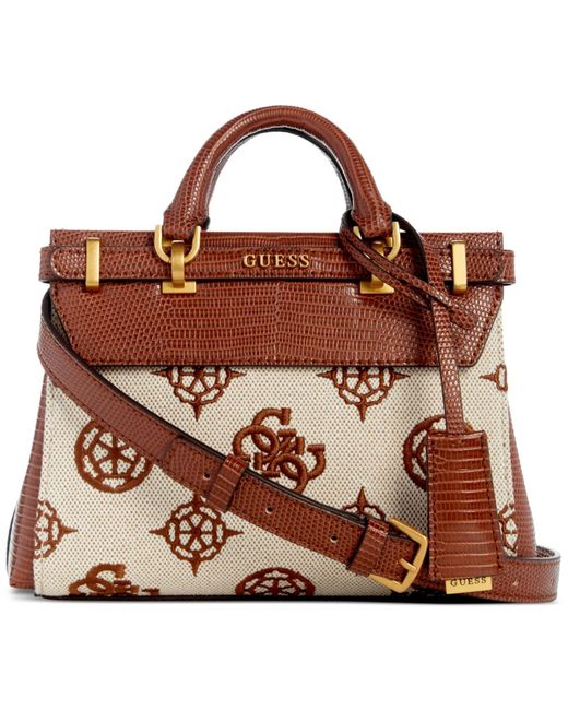 Guess Sestri Logo Mini Satchel in Brown | Lyst