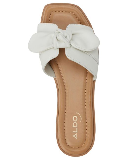 ALDO Lavinia Knot-trim Slide Flat Sandals in White | Lyst