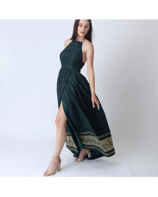 Ras Green Silk Maxi Dress in Blue | Lyst