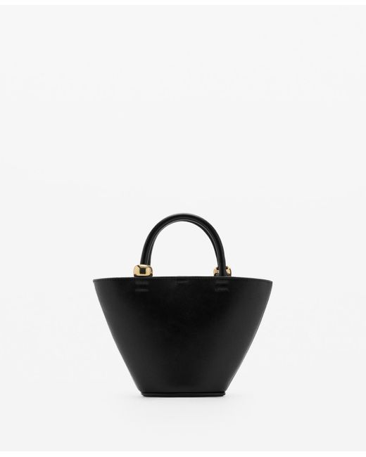 Mango Metallic Detail Mini Shopper Bag in Black | Lyst
