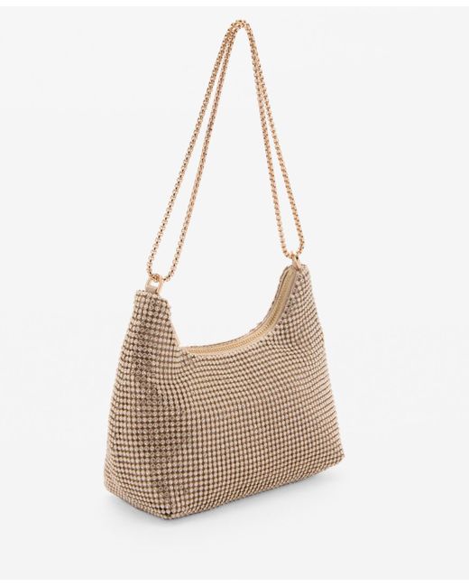 Mango Double Handle Crystal Bag in Natural | Lyst