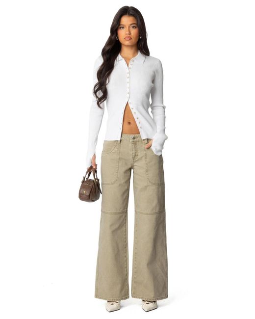 Edikted Morgan Low Rise Carpenter Jeans in Natural | Lyst
