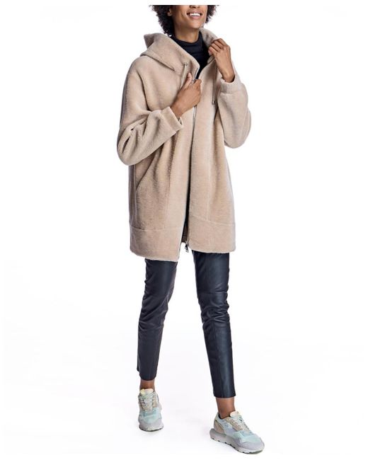 Julia & Stella By Maximilian Sherpa Stadium Coat in Natural | Lyst