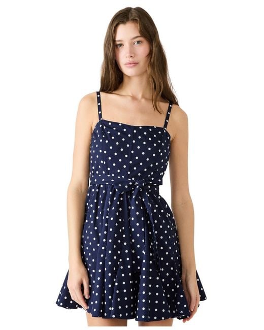 Steve Madden Bb Dakota Dasia Square Neck Polka-dot Dress in Blue | Lyst
