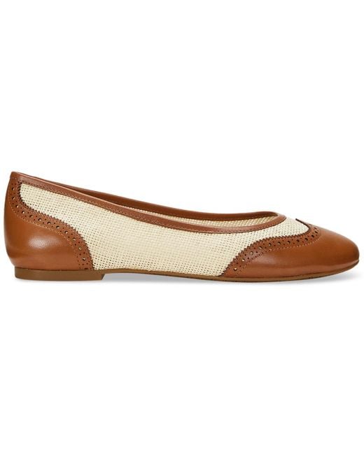 Ralph Lauren Jayna Wingtip Ballet Flats in Brown | Lyst