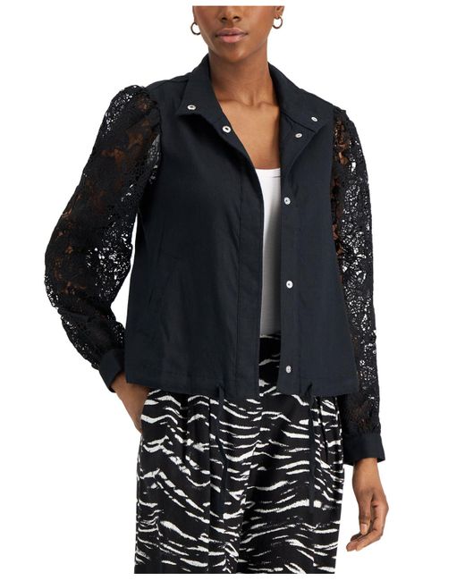 INC International Concepts Lace-sleeve Trucker Jacket, Created For Macy ...