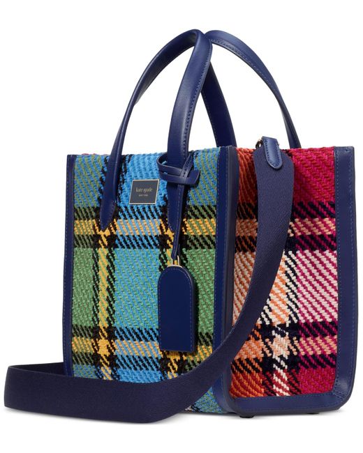 Kate Spade Manhattan Grand Plaid Tweed Medium Tote in Black | Lyst