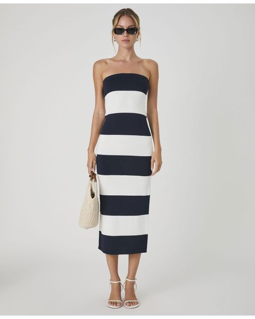 French Connection Bodycon Knit Midi Tube Dress in White | Lyst