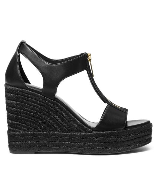 Michael Kors Berkley Espadrille Mid Wedge Sandals in Black | Lyst
