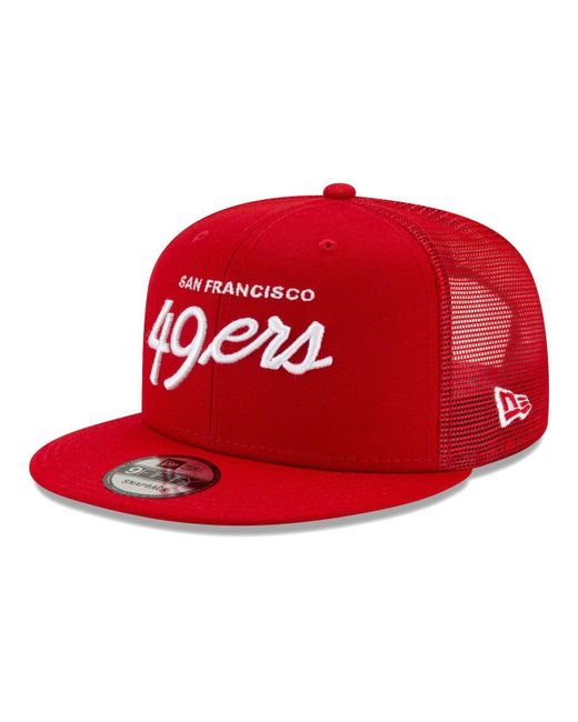 KTZ Synthetic Scarlet San Francisco 49ers Script Trucker 9fifty ...