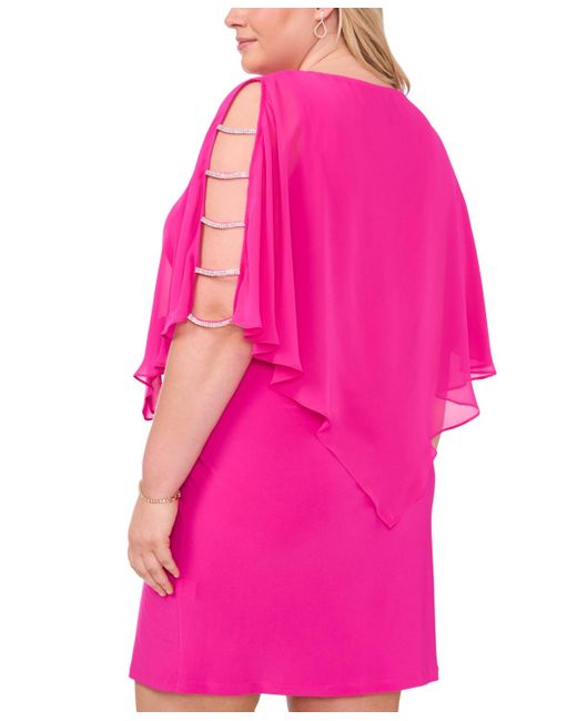 Msk Plus Size Cape-overlay Embellished-ladder Dress in Pink | Lyst
