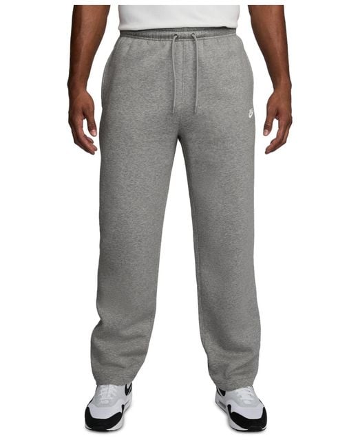 Nike Club Brushed Fleece Open Hem Pants in Gray for Men | Lyst
