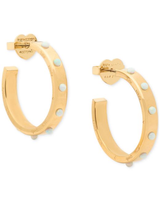 Kate Spade Set In Stone Gold-tone Hoop Earrings in Metallic | Lyst