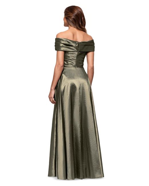 Xscape Taffeta Off-the-shoulder Gown in Green | Lyst