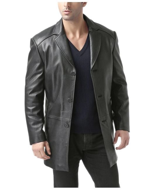 BGSD Men Carter Three-button Leather Car Coat in Gray for Men | Lyst