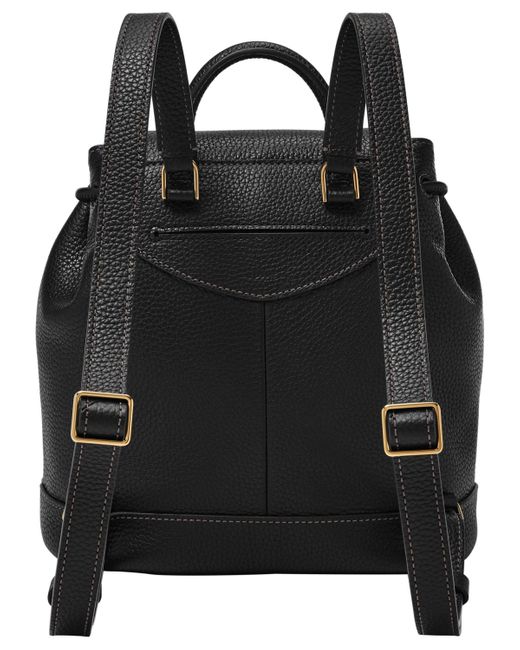 Fossil Everleigh Leather Flap Backpack Bag in Black | Lyst