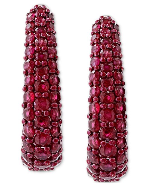 Effy Effy Ruby Oval Small huggie Hoop Earrings (2 Ct. T.w. in Red | Lyst