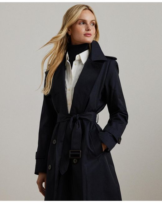 Ralph Lauren Belted Water-resistant Trench Coat in Black | Lyst