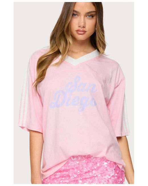 Edikted San Diego Oversized T Shirt in Pink | Lyst