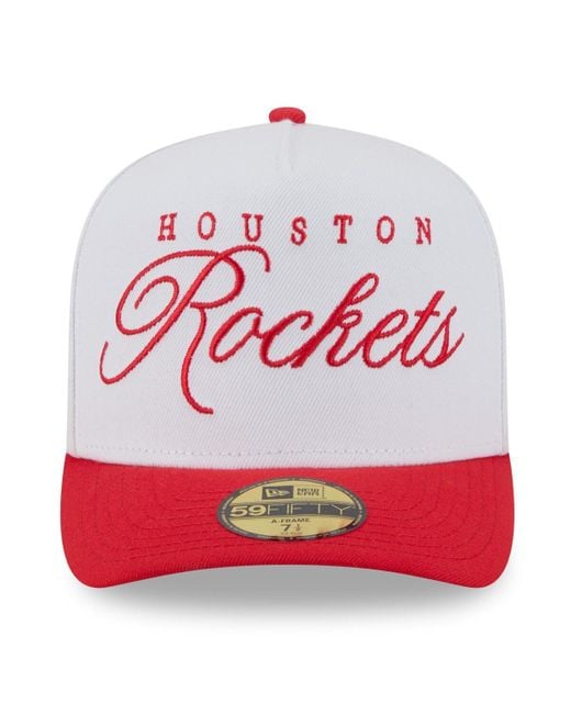 KTZ White/red Houston Rockets 2025 Nba Draft A-frame 59fifty Fitted Hat ...