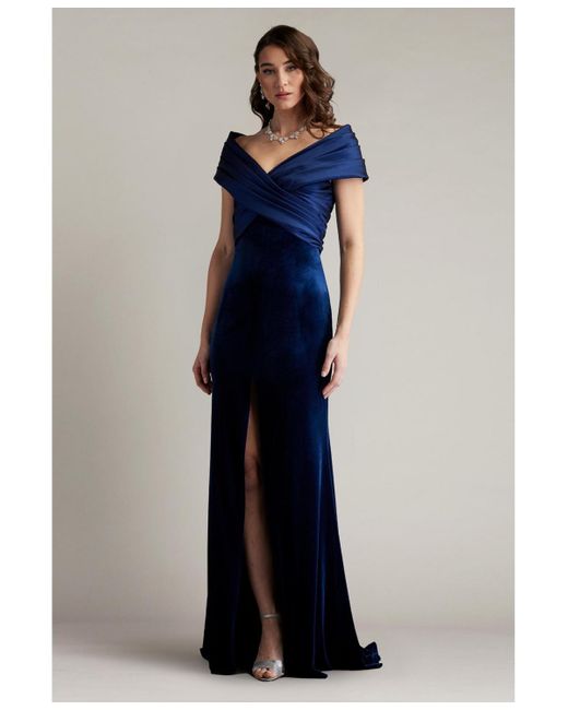 Tadashi Shoji Baxter Portrait Collar Gown in Blue | Lyst