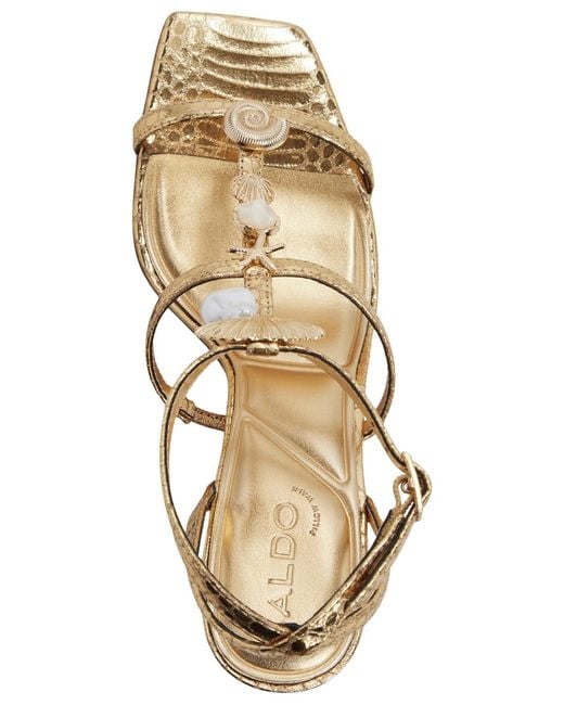 ALDO Taylar Square Toe Block Heel Sandals in Metallic | Lyst