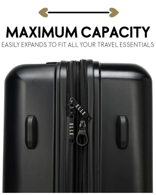 Elle Expedition 3-piece Expandable Retro Spinner luggage Set in Black ...