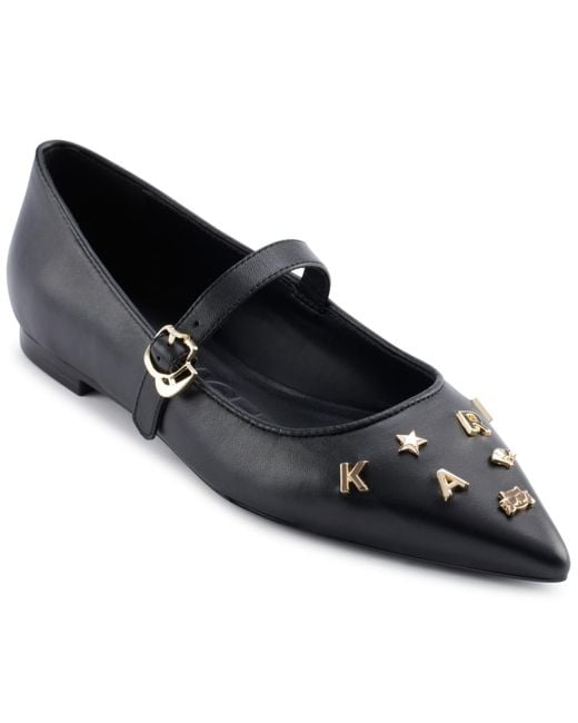 Karl Lagerfeld Veyda Ii Mary Jane Flats in Black | Lyst